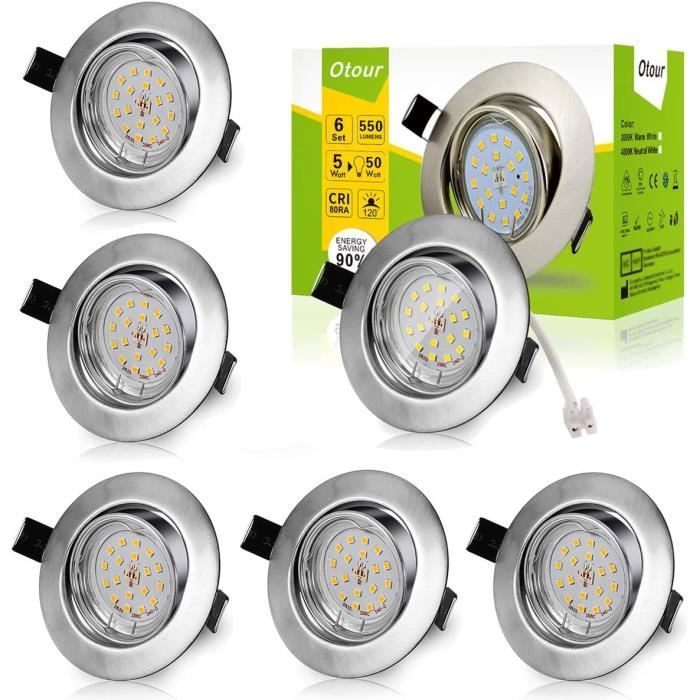 Spot Encastrable LED, 6er Spot LED Encastrable GU10 5W Equivaut 50W ...