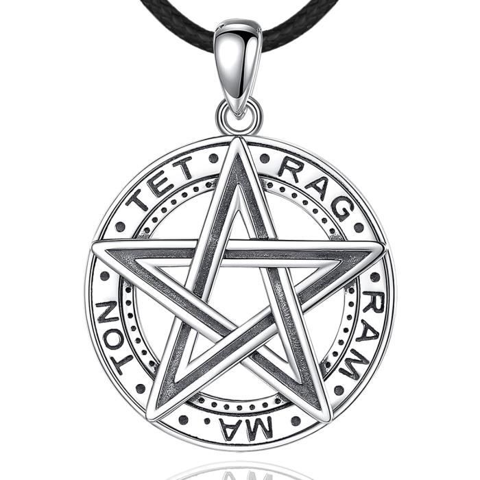 Pentagramme Pendentif Pentacle De Protection Collier Femme Homme Argent ...