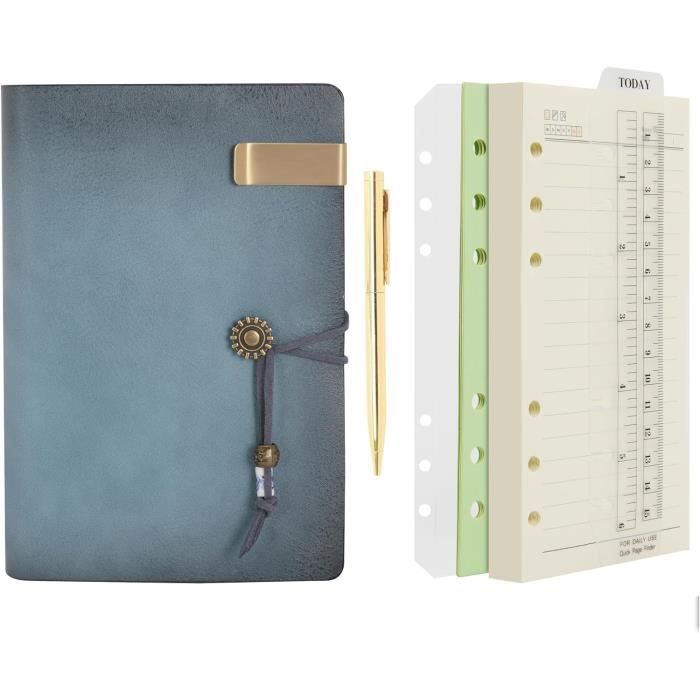 Wonderpool Journal En Cuir Ligné Et Stylo \ Classeur Rechargeable À 6 ...