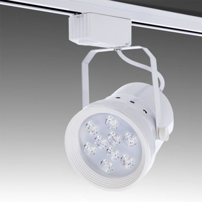 Spot LED Sur Rail Monophasé 9W 900Lm 30.000H Bailey | Cuerpo Blanc ...