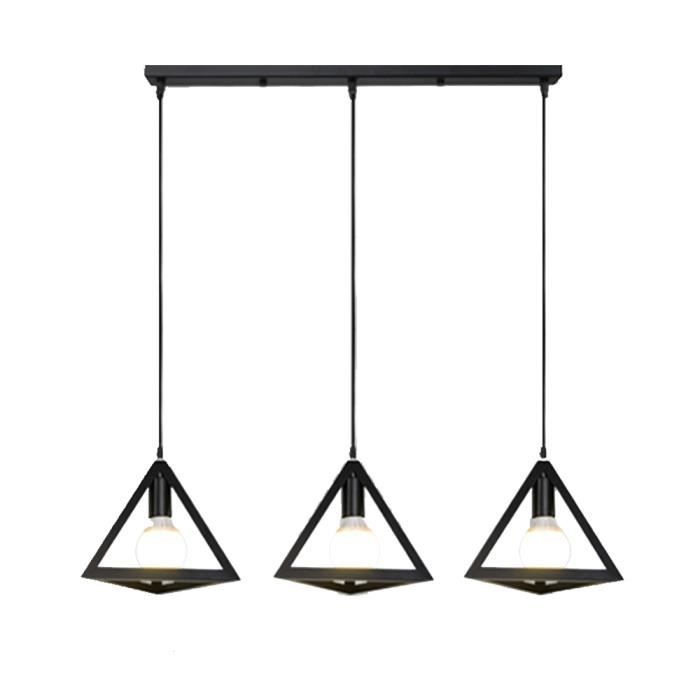 Lustre Suspension Industrial Moderne 25CM Métal Abat-jour en Triangle 3 Lumières E27 pour Salon ...
