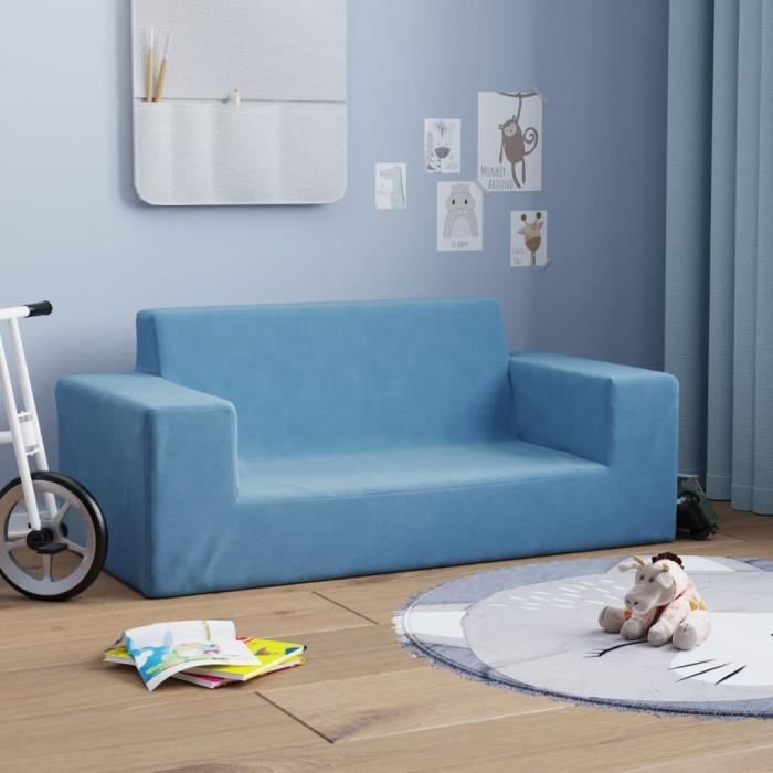 KEENSO Canapé pour enfants à 2 places Bleu Peluche douce A341819 KN005 ...