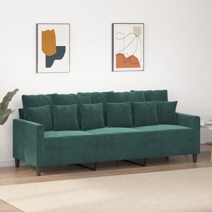 Canapé à 3 places Vert foncé 180 cm Velours Mothinessto LY3200 ...