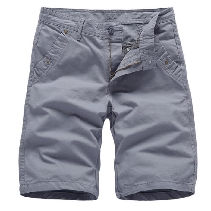 Bermuda Homme 100% Coton Été Shorts Homme Couleur unie Décontracté ...