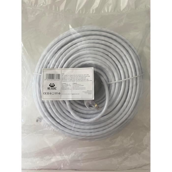 Câble Ethernet MR. TRONIC - Cat 6 - 50m - Blanc - Connexion Haut Débit et Fiable - Cdiscount ...