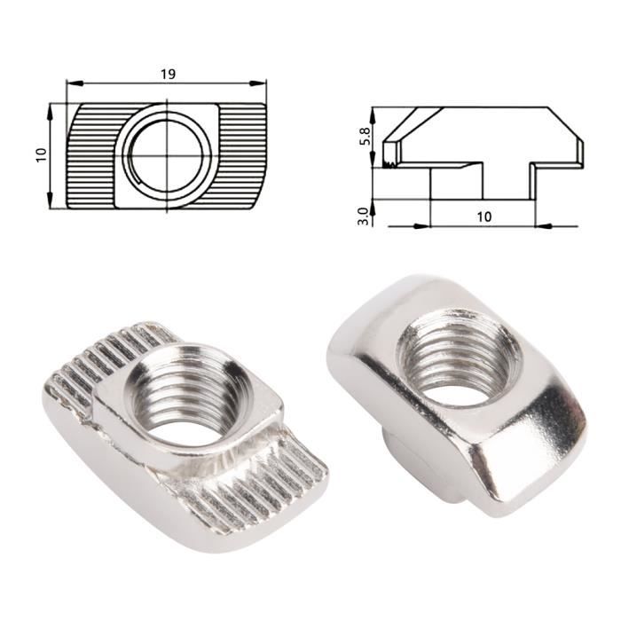 Ecrou coulissant en T fileté M8 pour profilé en aluminium - OMABETA ...