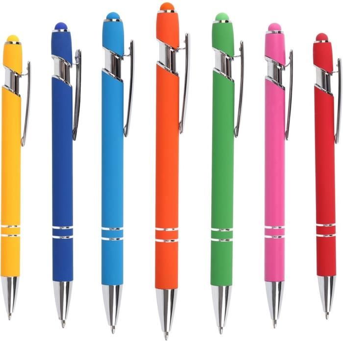 7 Pcs Stylos À Bille Personnalisés Avec Stylet Stylos Bille Noir À ...