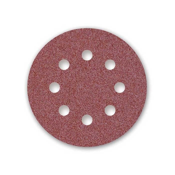 50 disq. abrasifs MENZER Ø125, Grain 240, 8 trous, corindon normal ...