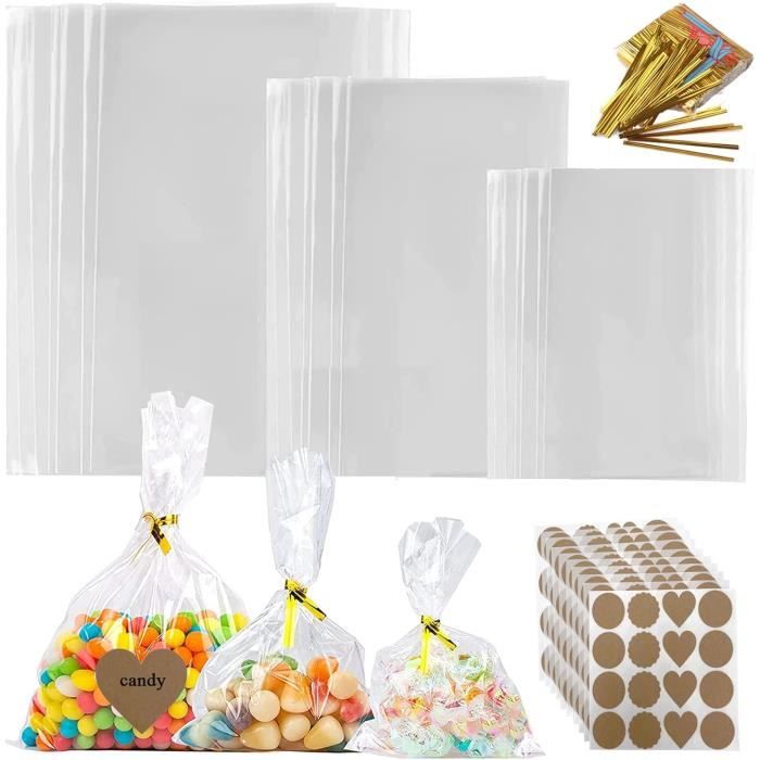 300 PCS Sachet Plastique Transparent, Sachet Bonbon Transparent, Petit ...
