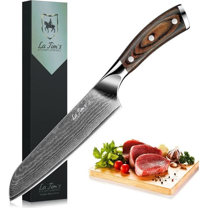 LA TIM'S Couteau de chef professionnel, couteaux de cuisine damas en ...