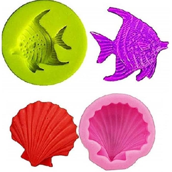 2 Moules En Silicone D'Un Poisson Sardine + Coquille Marine – Savon ...