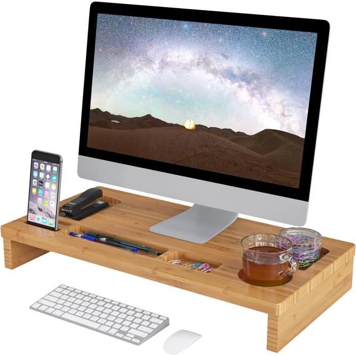 Support D'Écran En Bambou Avec Support De Rangement Pour Écran 60 X 30 ...