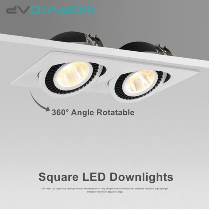 SPOTS,Warm White-14W Black--Spot lumineux LED encastrable carré, Double ...