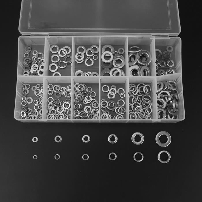 Assortiment de rondelles plates, 350 pièces M3 M4 M5 M6 M8 M10 Serrure ...