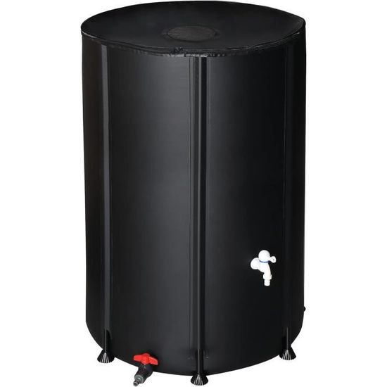 Réservoir d'eau de pluie pliable 100 gallon, PVC noir - Cdiscount Jardin