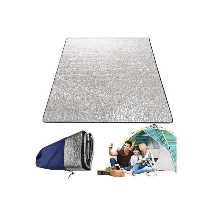 Tapis de Camping 200 x 200 cmTapis sol aluum Tapis de Couchage léger ...