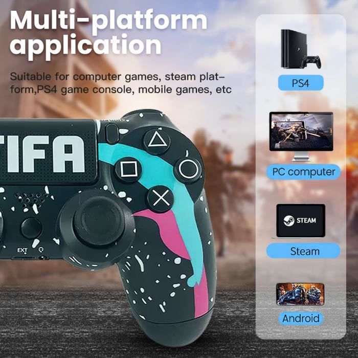 Manette sans Fil pour PS4 Gamepad avec Double Vibration-Double ...