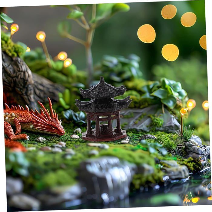 Mini Pagode Statue Fée Jardin Accessoires Miniature Hexagone Pavillon ...