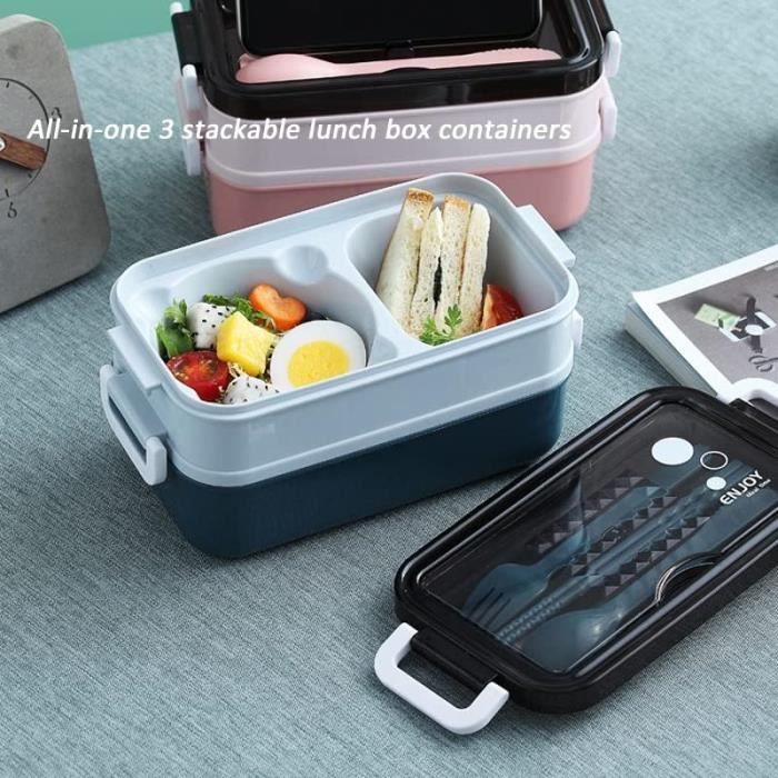 Moulaelos Lunch Box, 2-Couches Bento Lunch Box avec Couverts, Récipient ...