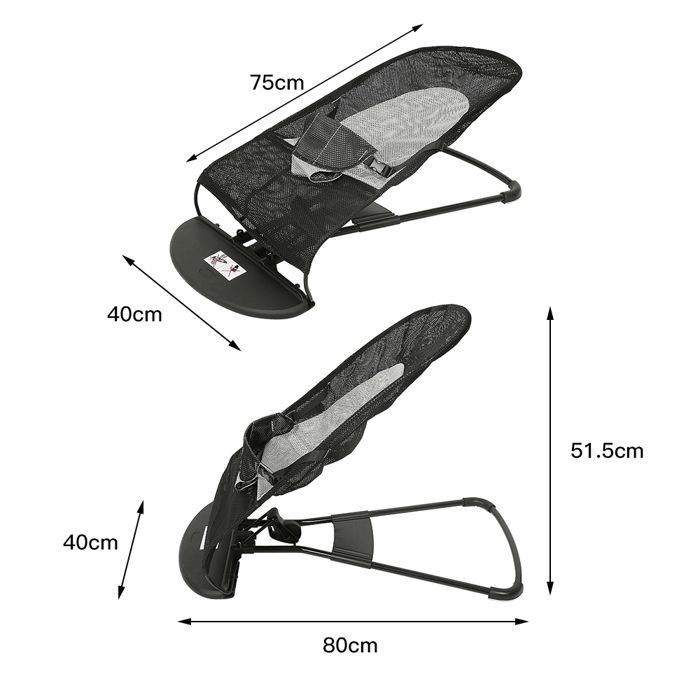 B.LIVEM-Transat Bébé, chaise pour 0-2 ans, Noir, avec harnais, 3 ...