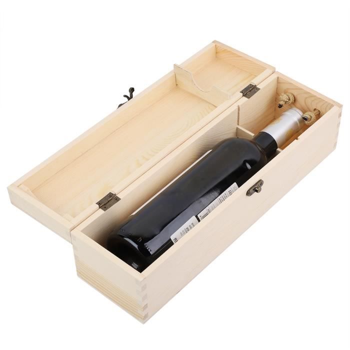Boîte à vin - ATYHAO - Simple - Bois naturel - Durable - Couvercle ...