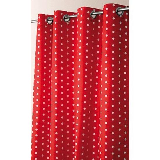 Rideau imprimé à œillets 140x260 - Pois rouge - Cdiscount Maison