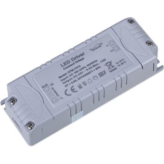Alimentation Led 24V 12W, Transformateur 220V 24V Dimmable 0.5A, Ac À Dc Transfo Led Tension ...