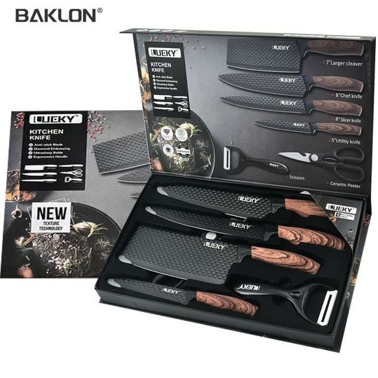 6PCS Set de Couteaux Professionnels,Couteau de cuisine en acier ...