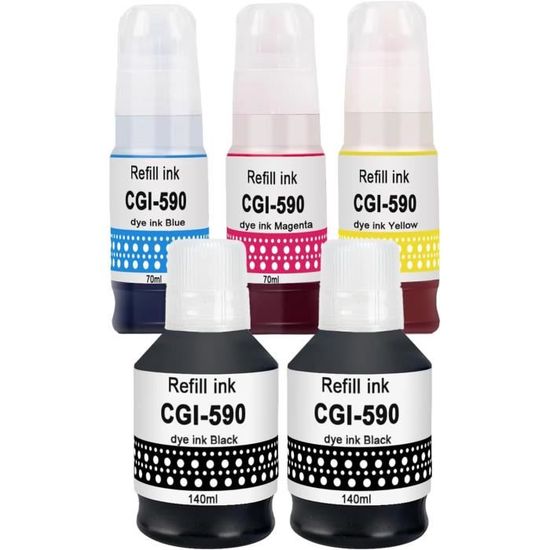 Cartouche Compatible Gi-490-Gi-590 (2Bk1Cmy) Pour Canon Pixma G4511-G3501-G2501-G1501-G1400 ...