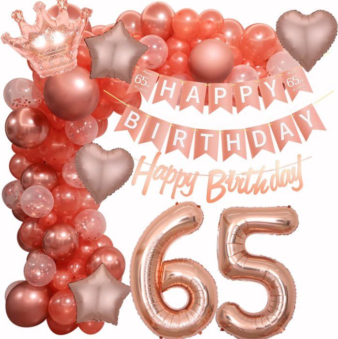 Guirlande Ballons 65 Ans Anniversaire Femme,65 Ans Arche Ballon Or Rose ...