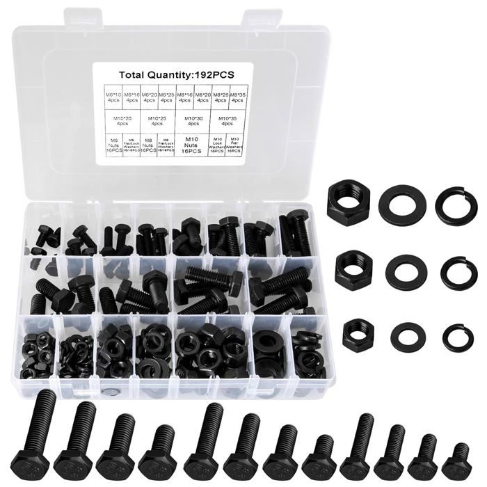 Lot De 192 Écrous Et Boulons À Tête Hexagonale M6 M8 M10, Écrous Et ...