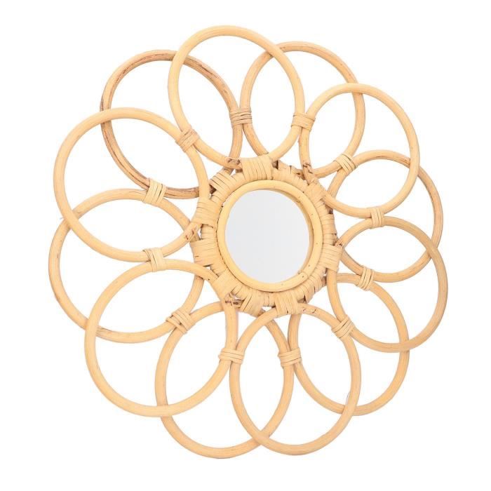 Akozon miroir en rotin Miroir Rond, Miroir Boho Peu Encombrant pour Mur ...