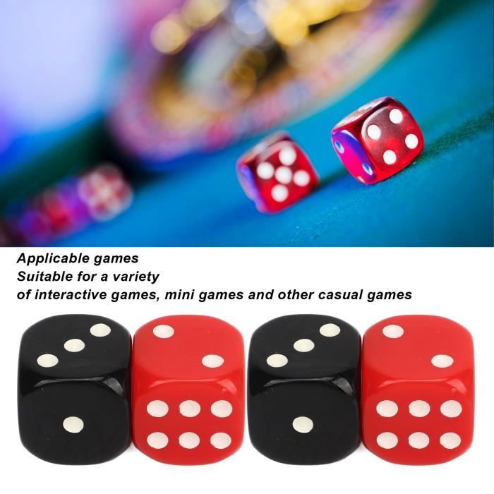 20PCS 6 Sided Game Dice Set Safe Waterproof Black Red Table Game Dice ...