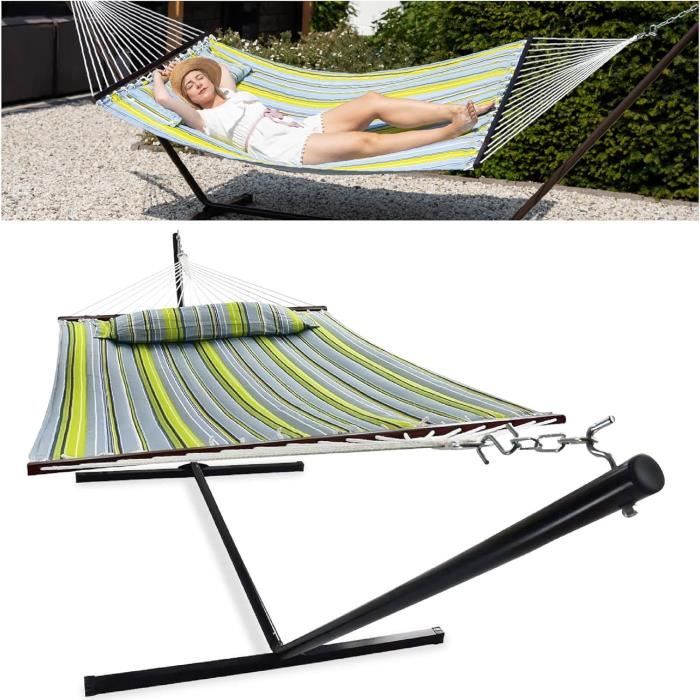 Hamac sur Pied 2 Places avec Coussin - Hamac 2 Personnes Portable ...