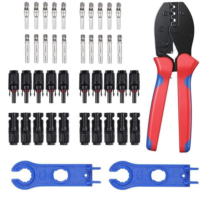 Outils de Sertissage Solaires pour Câble PV de Panneau Solaire 2.5-4.0-6.0mm² + 10 paires de ...