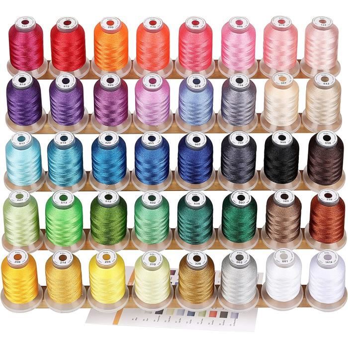 40 Brother Couleurs Polyester Fil machine à broder pour Brother ...