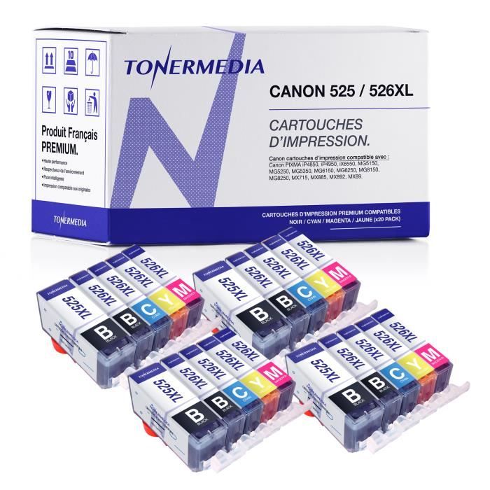 TONERMEDIA - x20 CANON PGI-525 CLI-526 Compatibles Canon PIXMA MG5250 ...