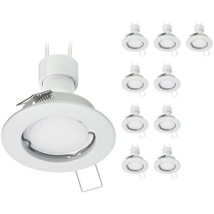 Spot encastré de plafond FERE Cadre encastré blanc mat GU10 PAR16 LED 4 ...