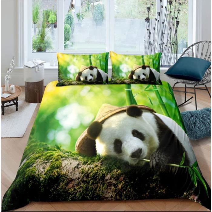 Parures de Lit Dessin Animé Mignon 3D Panda Ours Motif de Fleur de ...