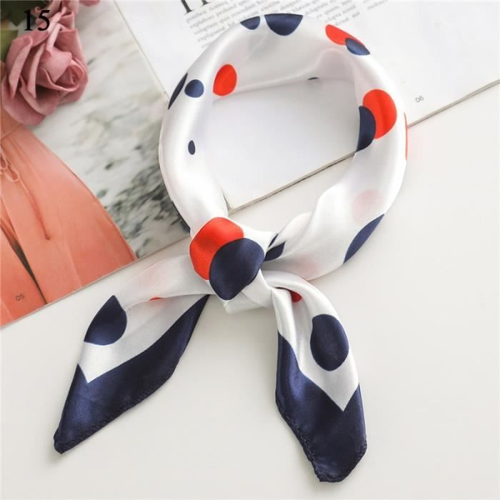 4010515 Foulard carré en soie coréen imprimé à pois pour femmes, petit ...