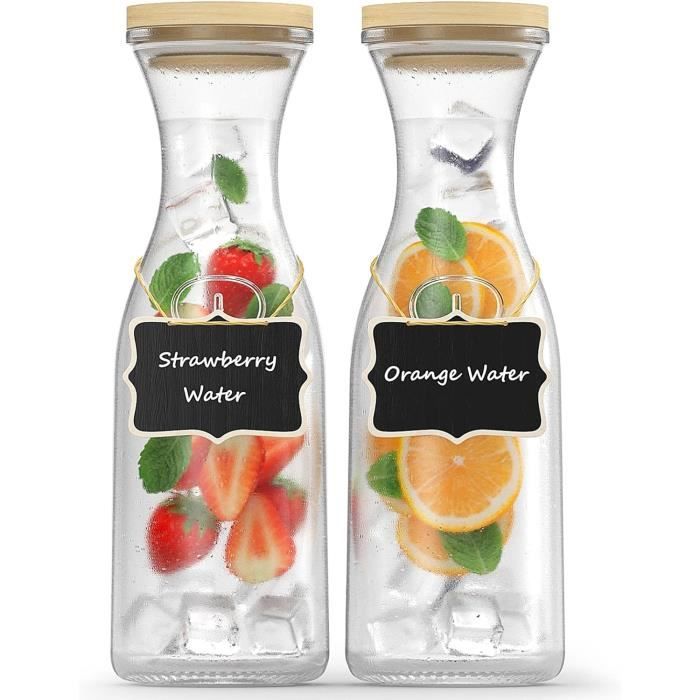 Set De 2 Carafes En Verre 1 Litre, Carafe À Eau Avec Couvercle, Pichet ...