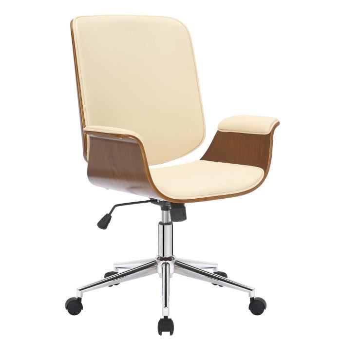 Fauteuil de Bureau Mick en Similicuir avec Coque en Bois et Piètement ...