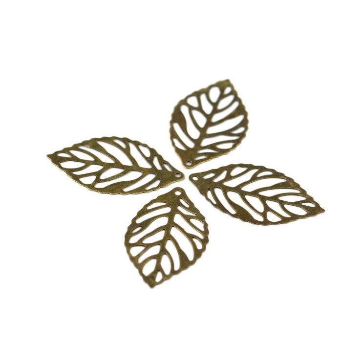 100pcs Feuilles D'arbre Feuille En Filigrane Creux Charmes Pendentifs ...