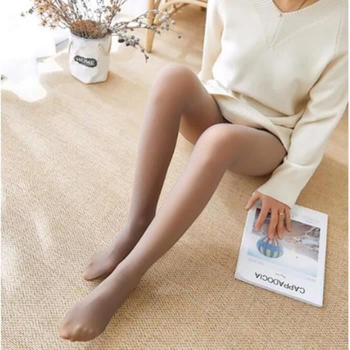 Collants pour femmes, faux collants translucides, bas élastique chaud en molleton épais pour ...