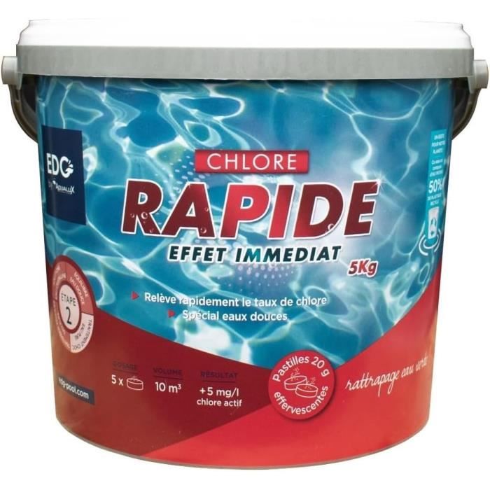 Chlore Rapide (Choc) Piscine - Pastilles 20g - Seau 5kg - Effet ...
