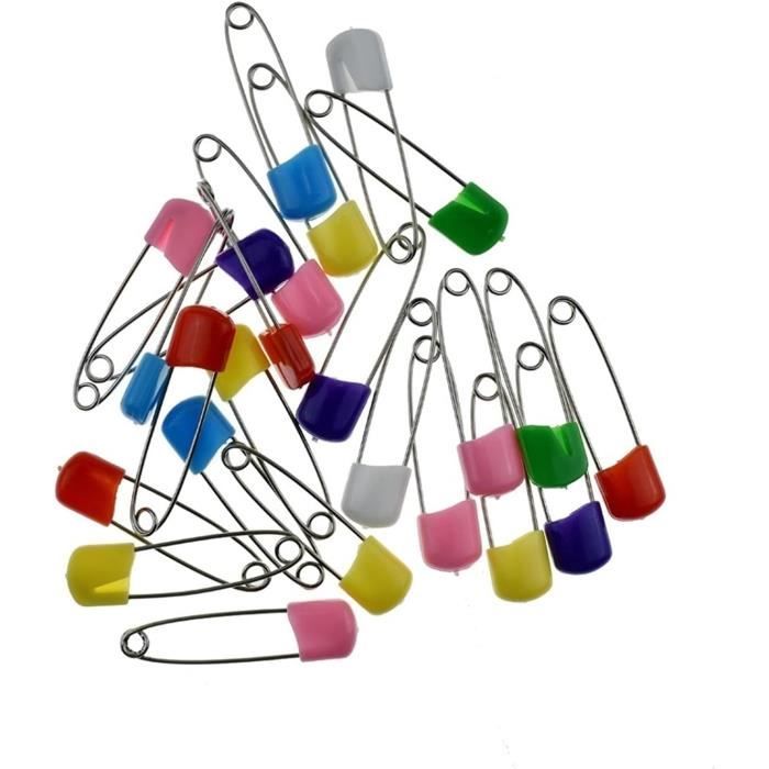 Épingles À Nourrice De Couleur 50 Pcs 55Mm Blanc Plastique D'Extrémité ...