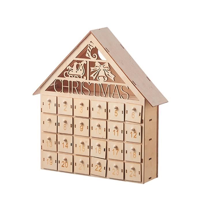 Calendrier de lAvent de Noël en Bois avec 24 Tiroirs de Rangement Vides ...