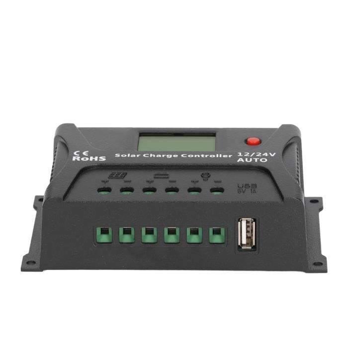 YOSOO Contrôleur solaire PWM Contrôleur de charge solaire PWM Smart 20A 12V 24V Affichage LED d ...
