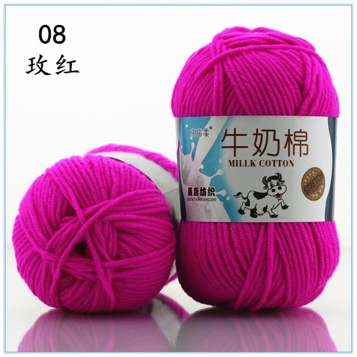 LAINE A TRICOTER,08 Rose Pink--Fil crocheté en coton au lait Anti ...
