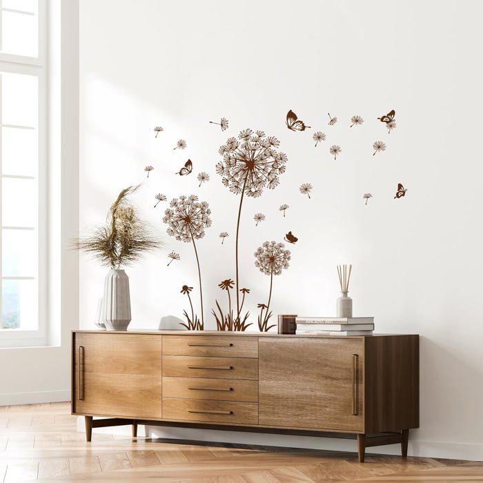 Stickers Muraux Pissenlit Autocollants Muraux Fleurs Sticker Mural ...